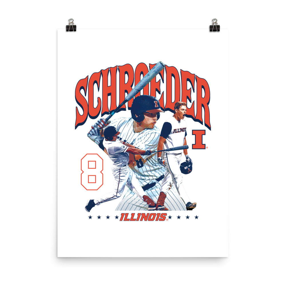 Illinois - NCAA Baseball : Jacob Schroeder Player Collage Poster – Athlete's Thread